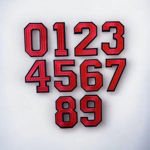 9.7cm Red Letter / Number Patch Patches Iron on / Sew on Alphabet ...