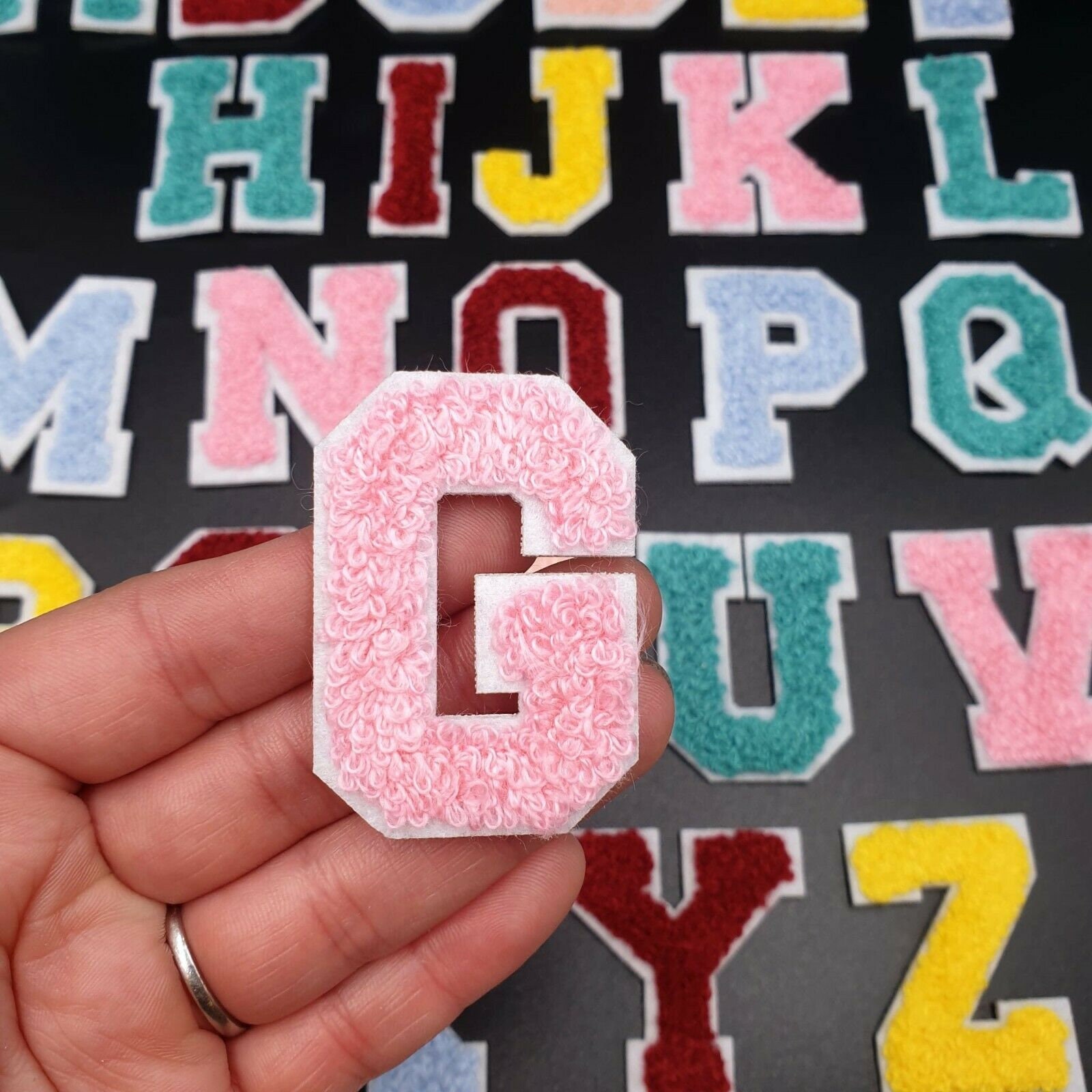 Maroon Red Chenille Letter Patch Patches Iron on Towel Alphabet ...