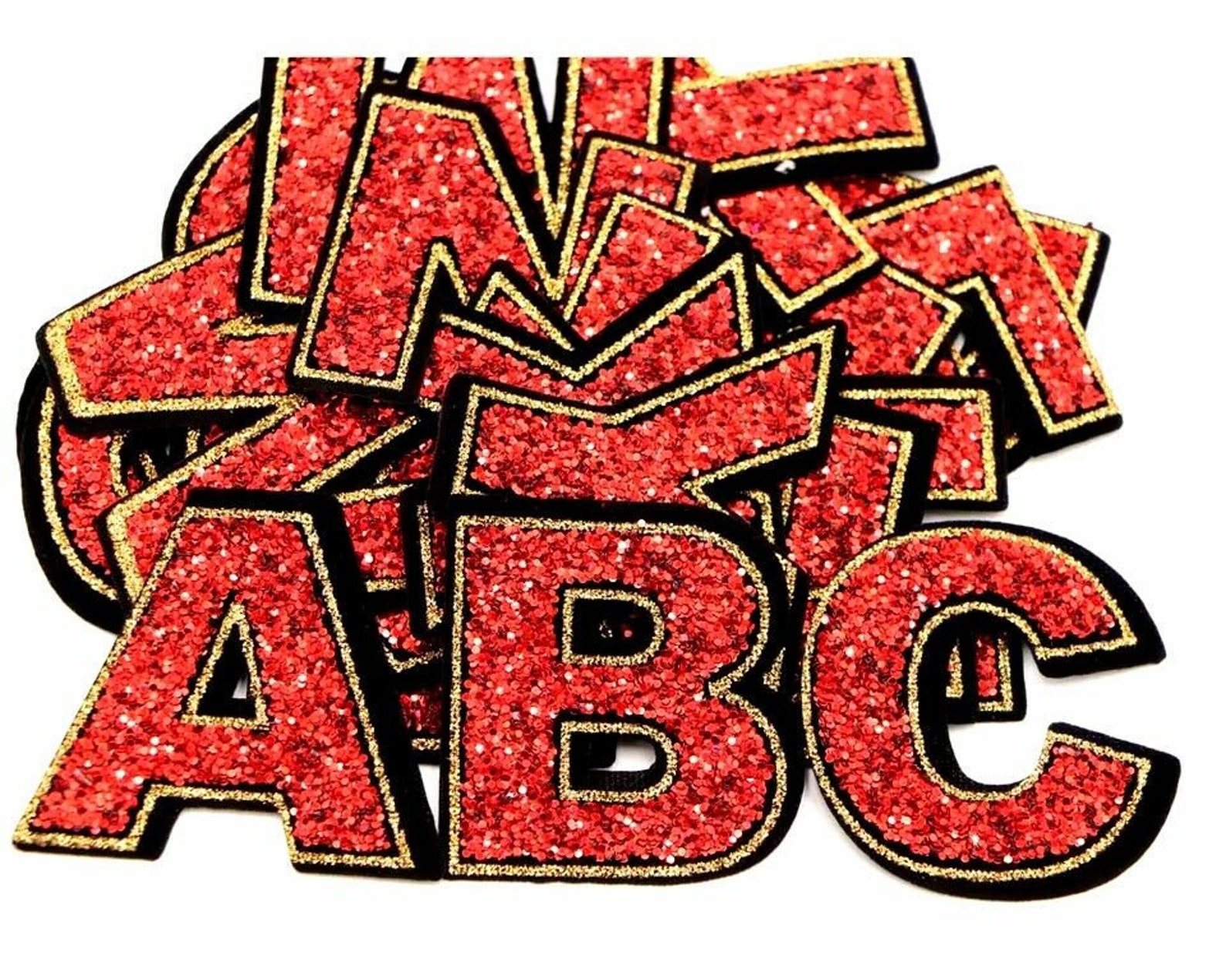 Red Sequin Letter Patch Patches Iron on / Sew on Retro - Etsy