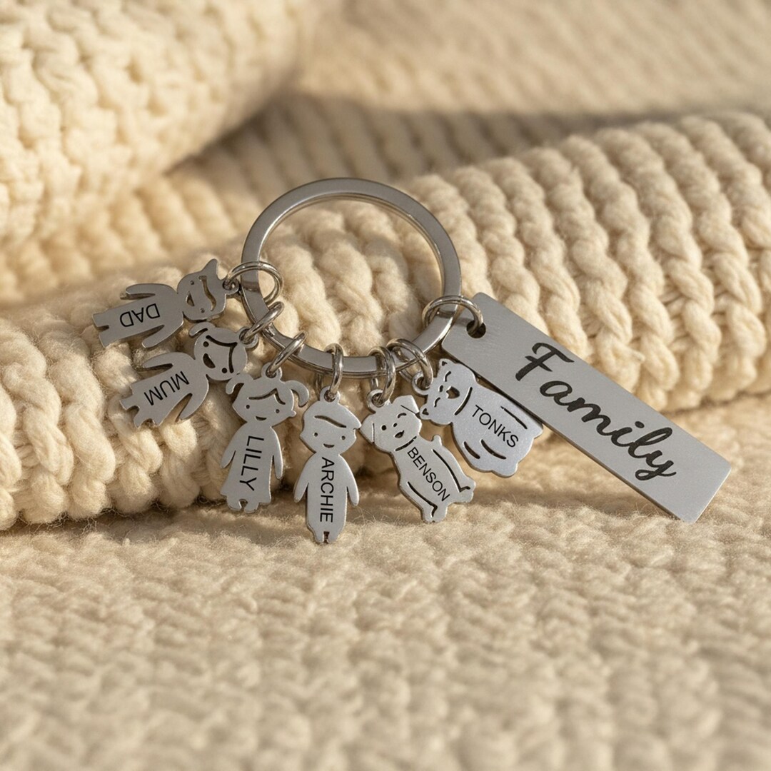 Personalised Family Keyring Set: Engraved Stainless Steel Gift, Mum ...