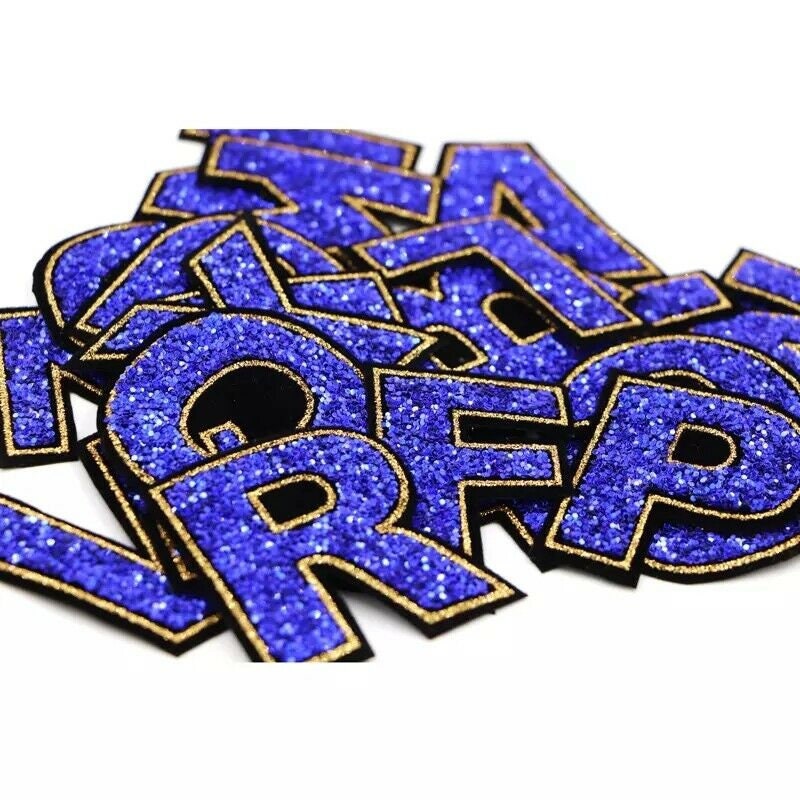 Blue Sequin Letter Patch Patches Iron on / Sew on Retro Alphabet ...
