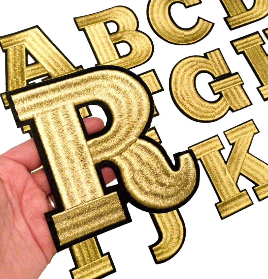 Large Gold Embroidered Alphabet Patch: Iron-on/sew-on (10.5cm) Patches ...
