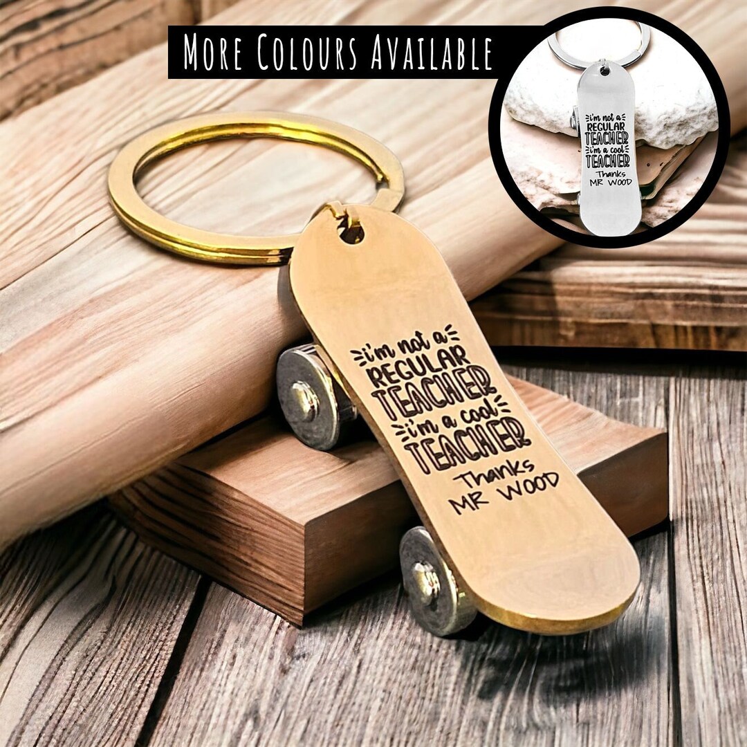 Personalised Skateboard Skating Teacher Keyring Custom Engraved Cool ...