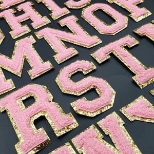 Large 8cm Pink Chenille Patch Letter Patches Iron on /sew on Retro ...