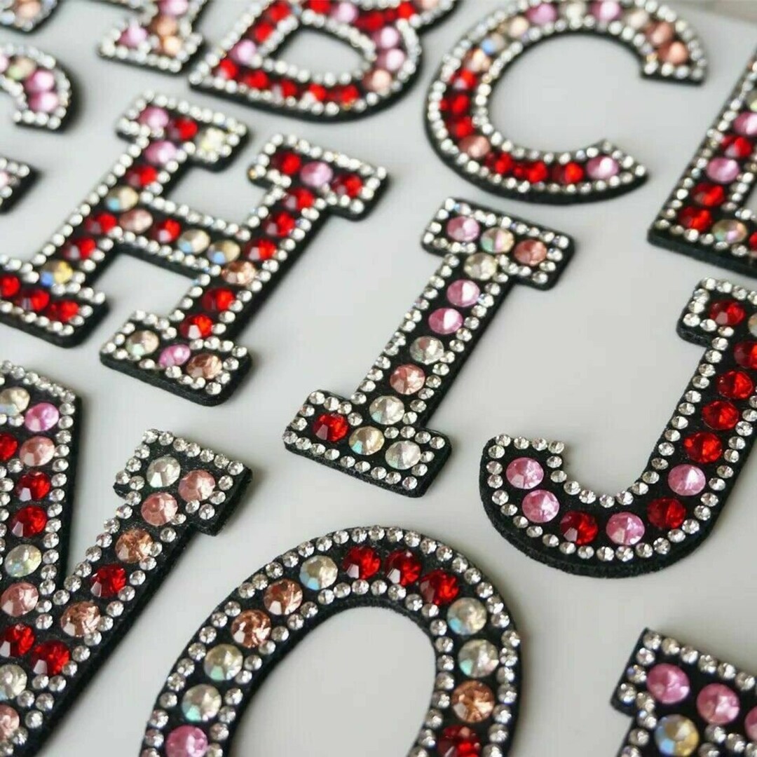 Rhinestone Sparkle Letter Patch Patches Iron /sew on Alphabet ...