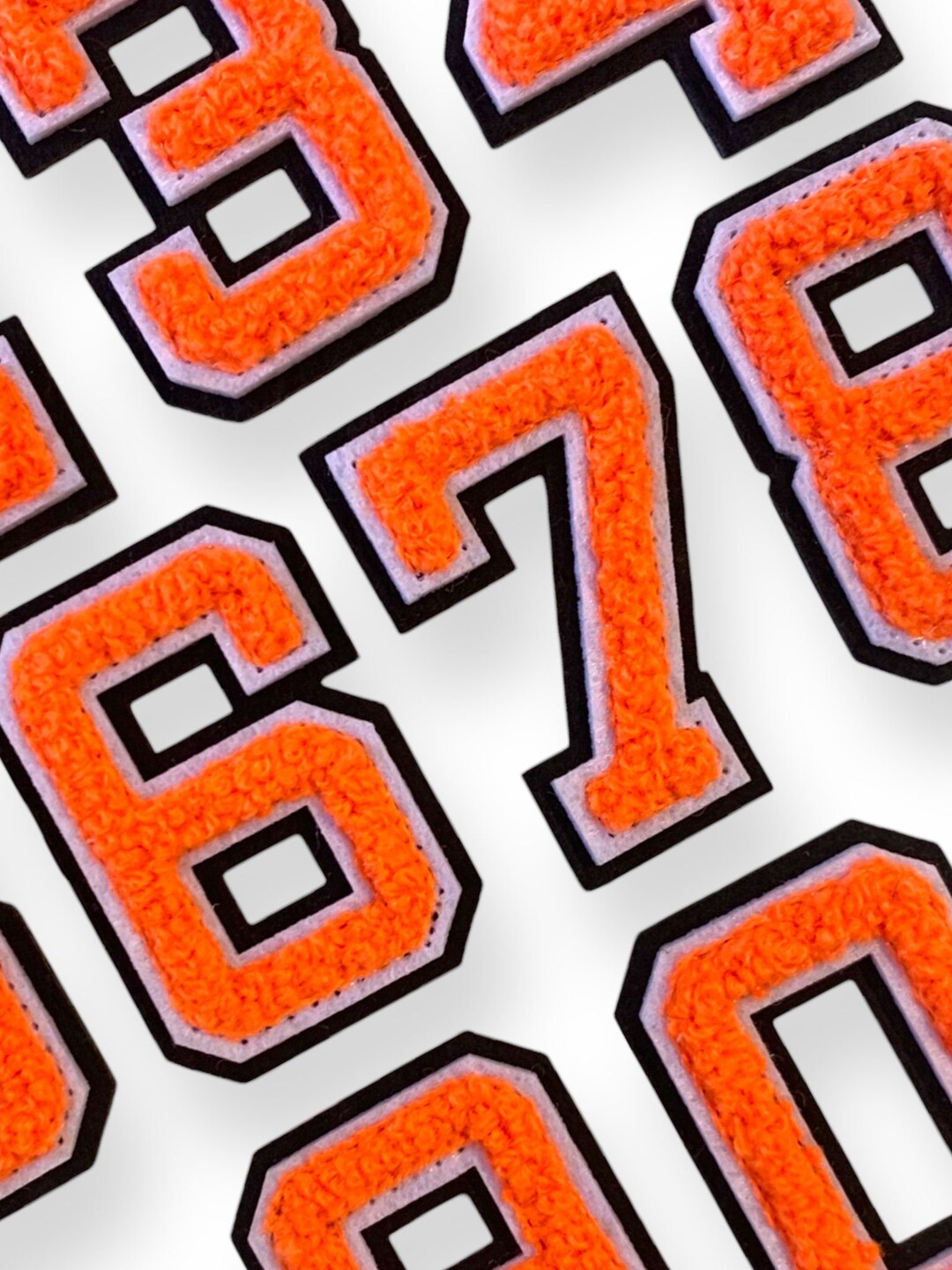 Orange 5cm Quality 3D Chenille Number Patches Large Size Iron on Towel ...