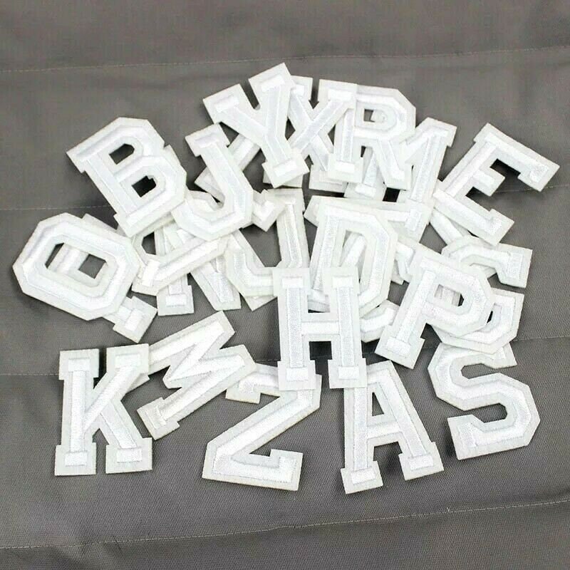 White Letter Patch Patches Iron on / Sew on Retro Alphabet - Etsy UK