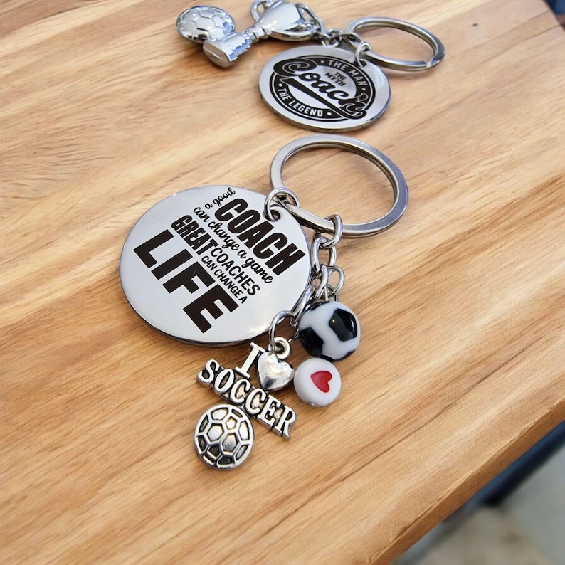 Personalised Football Coach Keychain: Engraved Soccer and Sports Gift ...
