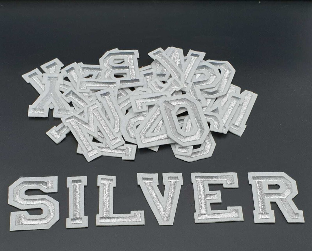 Silver Letter Patch Patches Iron on / Sew on Retro Alphabet Embroidery ...