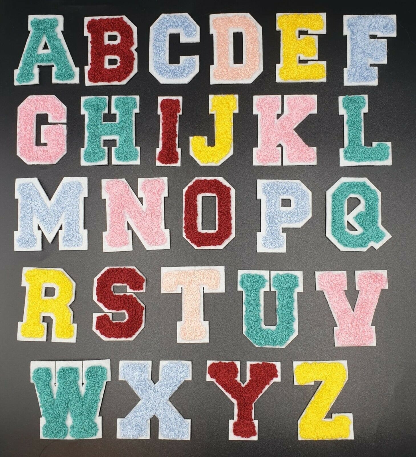 Maroon Red Chenille Letter Patch Patches Iron on Towel Alphabet ...