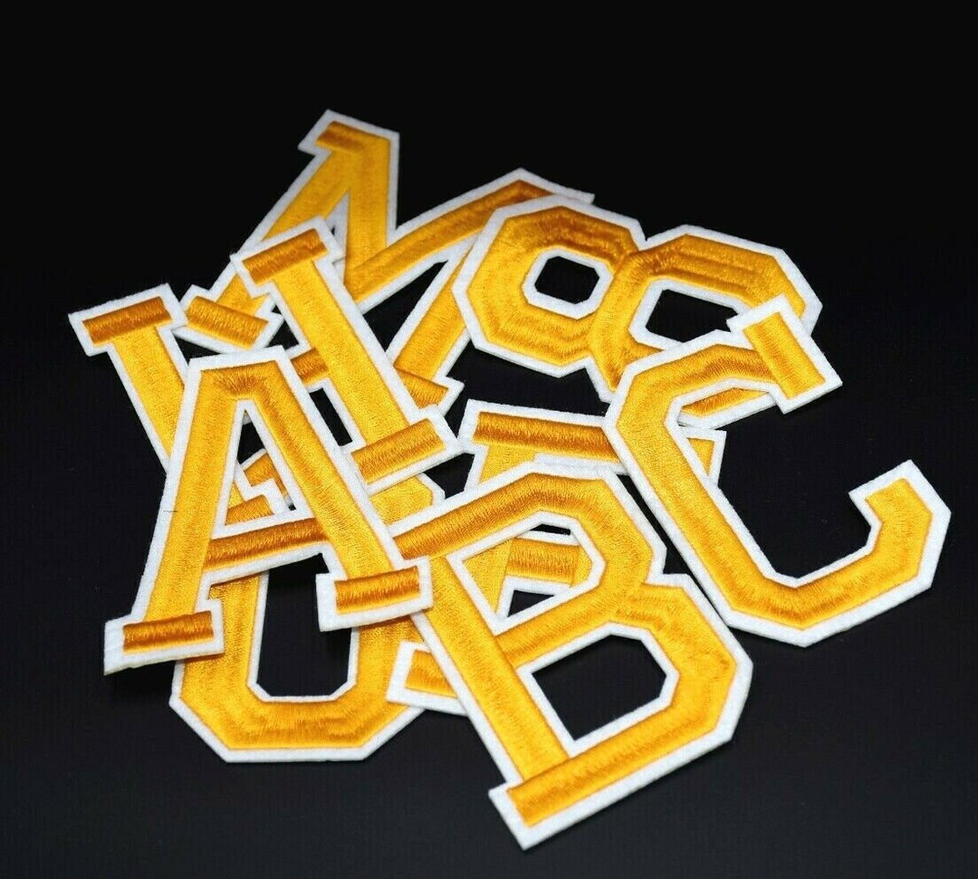 LARGE Yellow Letter / Number Patch Patches Iron on / Sew on Alphabet ...