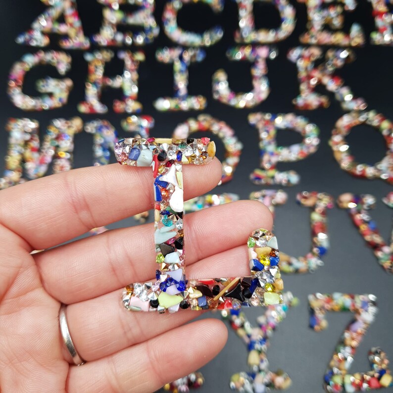 Multi Colour Large Rhinestone Sparkle Letter Patch Patches - Etsy