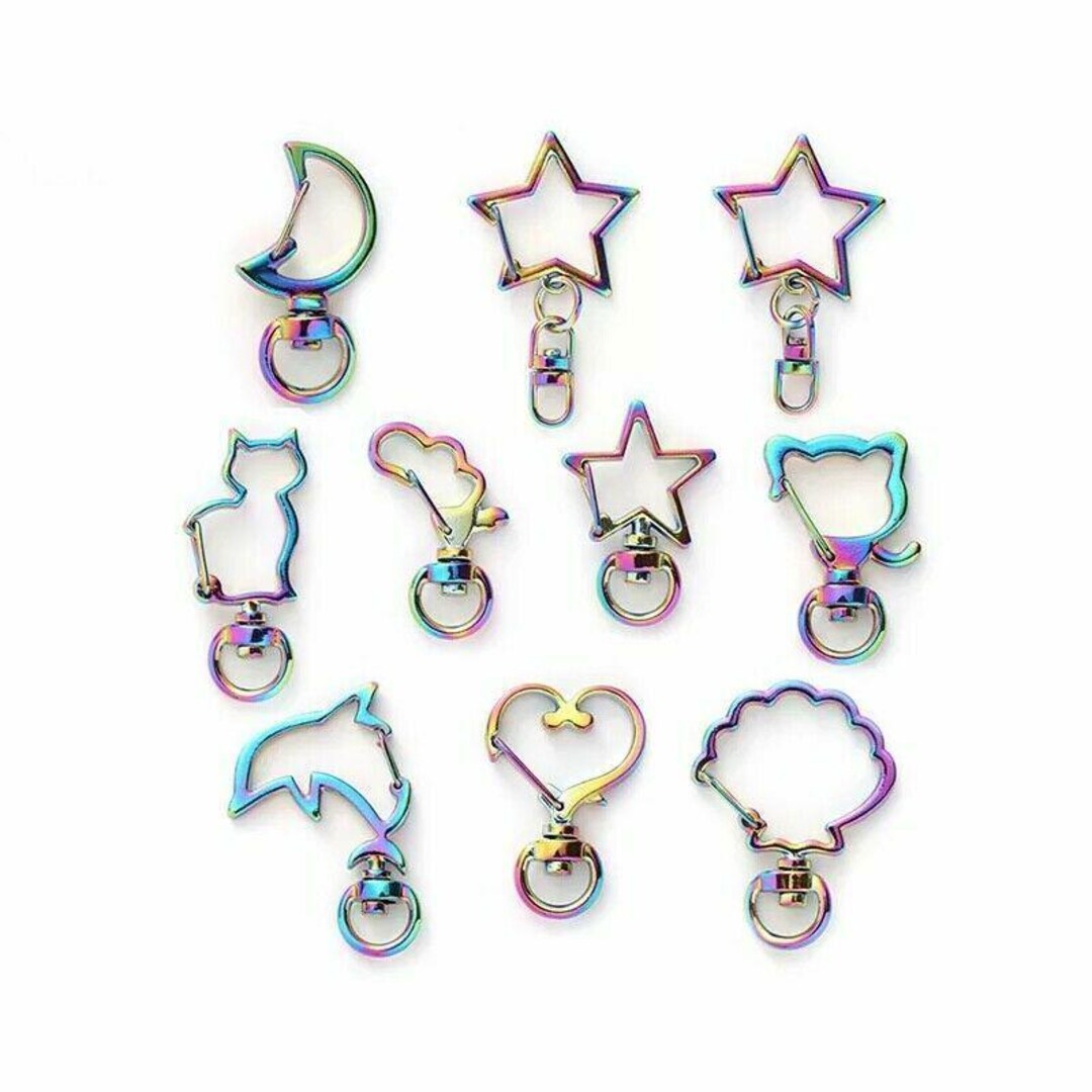Carabiner Keychain Rainbow Iridescent - Snap Hook With Lobster Clasp ...