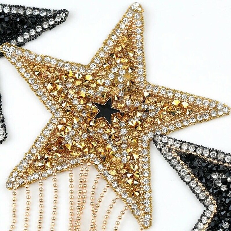 Rhinestone Sparkle Star Space Patch Patches Iron on Tassel - Etsy
