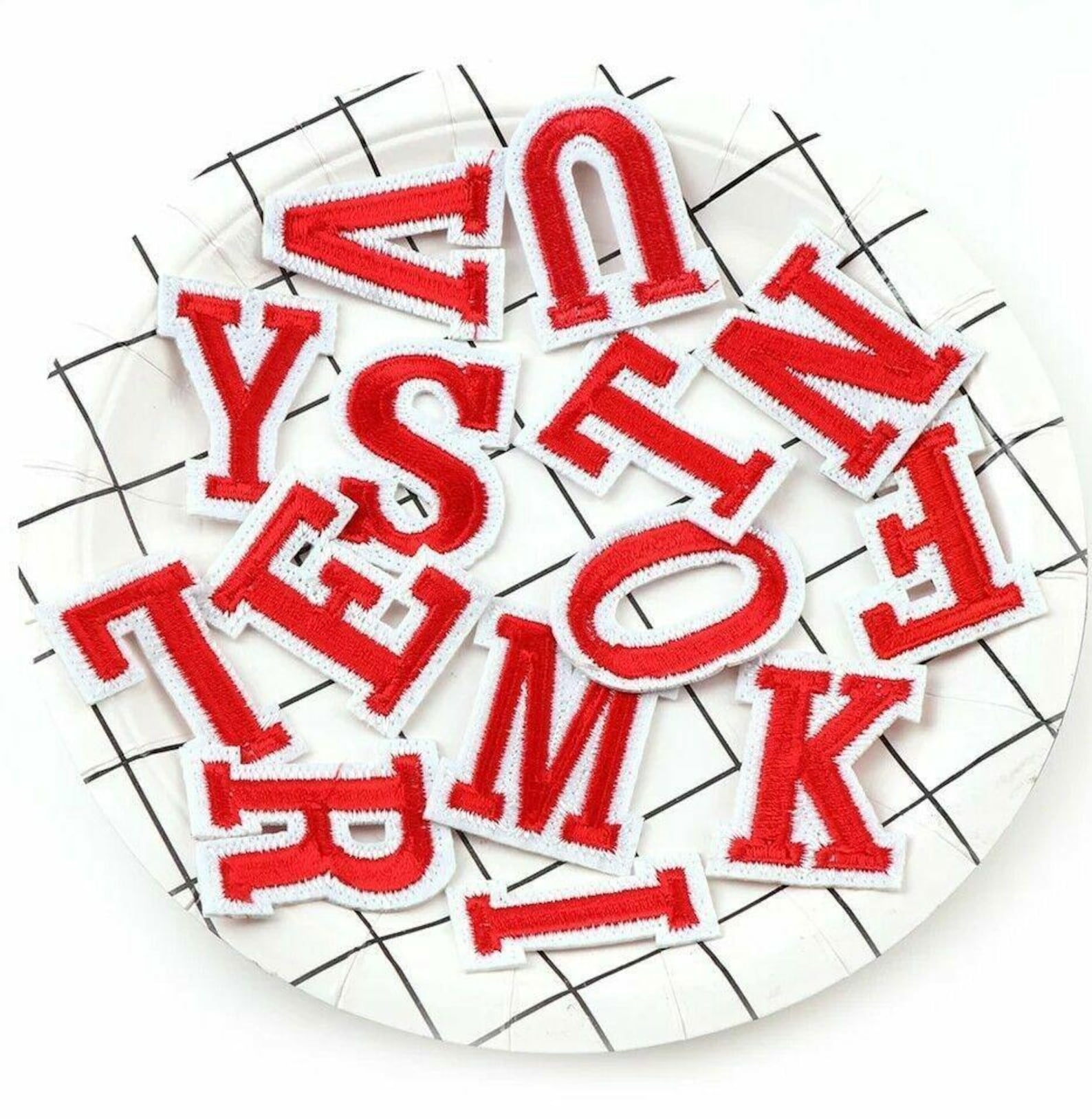 Red Letter Patch Patches Iron on / Sew on Retro Alphabet Embroidery ...