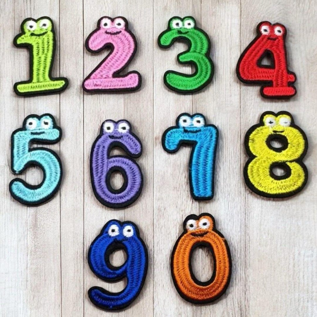 Number Patch Patches Kids Iron-on / Sew-on Colourful Eyes, Alphabet ...