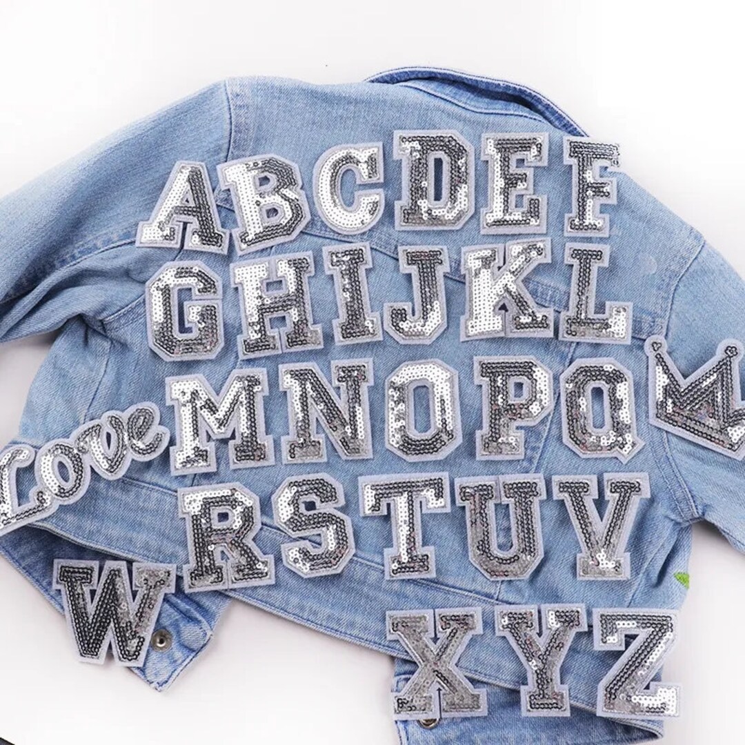Silver Letter Sequin Patch Patches Iron-on / Sew-on Clothes Alphabet ...