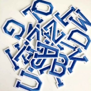 Blue Letter Patch Patches Iron on Sew on Retro Alphabet Embroidery ...