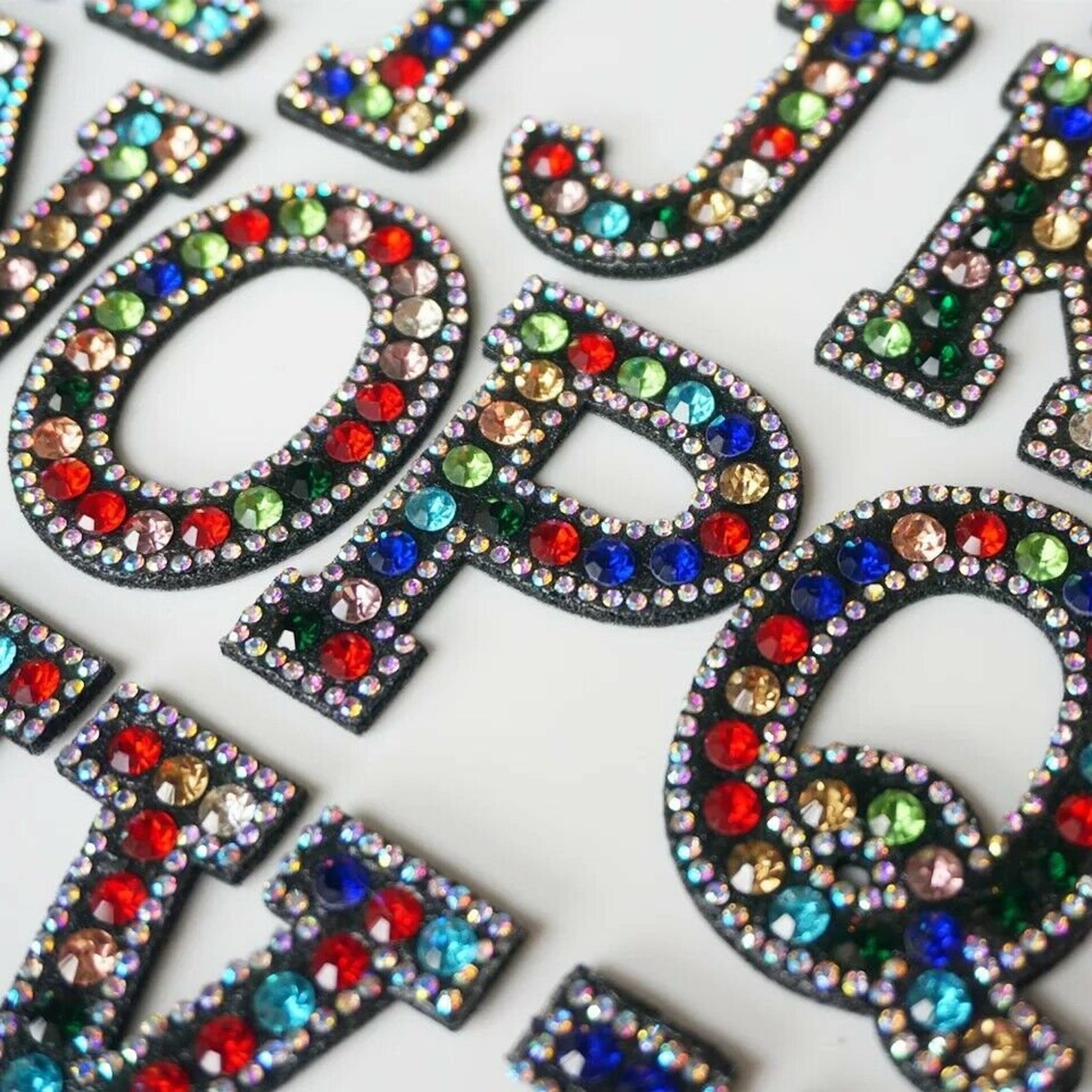 Rhinestone Sparkle Letter Patches Sew on Alphabet Embroidery - Etsy