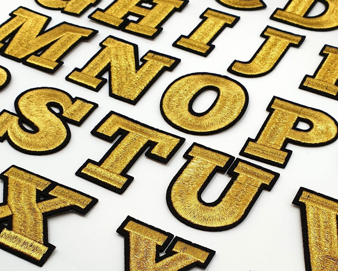 LARGE Gold / Black Letter Patch Patches Iron on / Sew on - Etsy