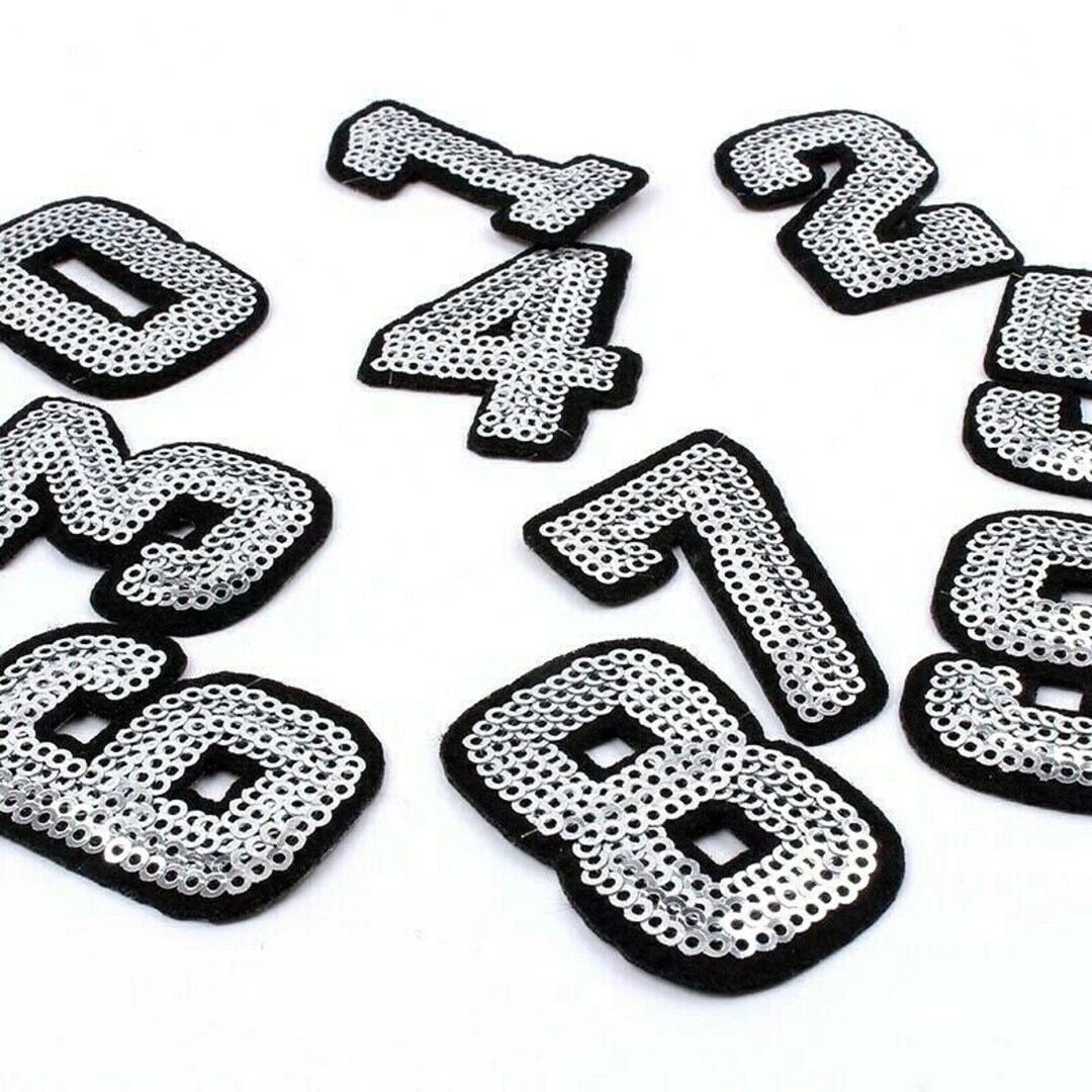 Rhinestone Sparkle Number Patch Patches Iron on Alphabet Embroidery ...