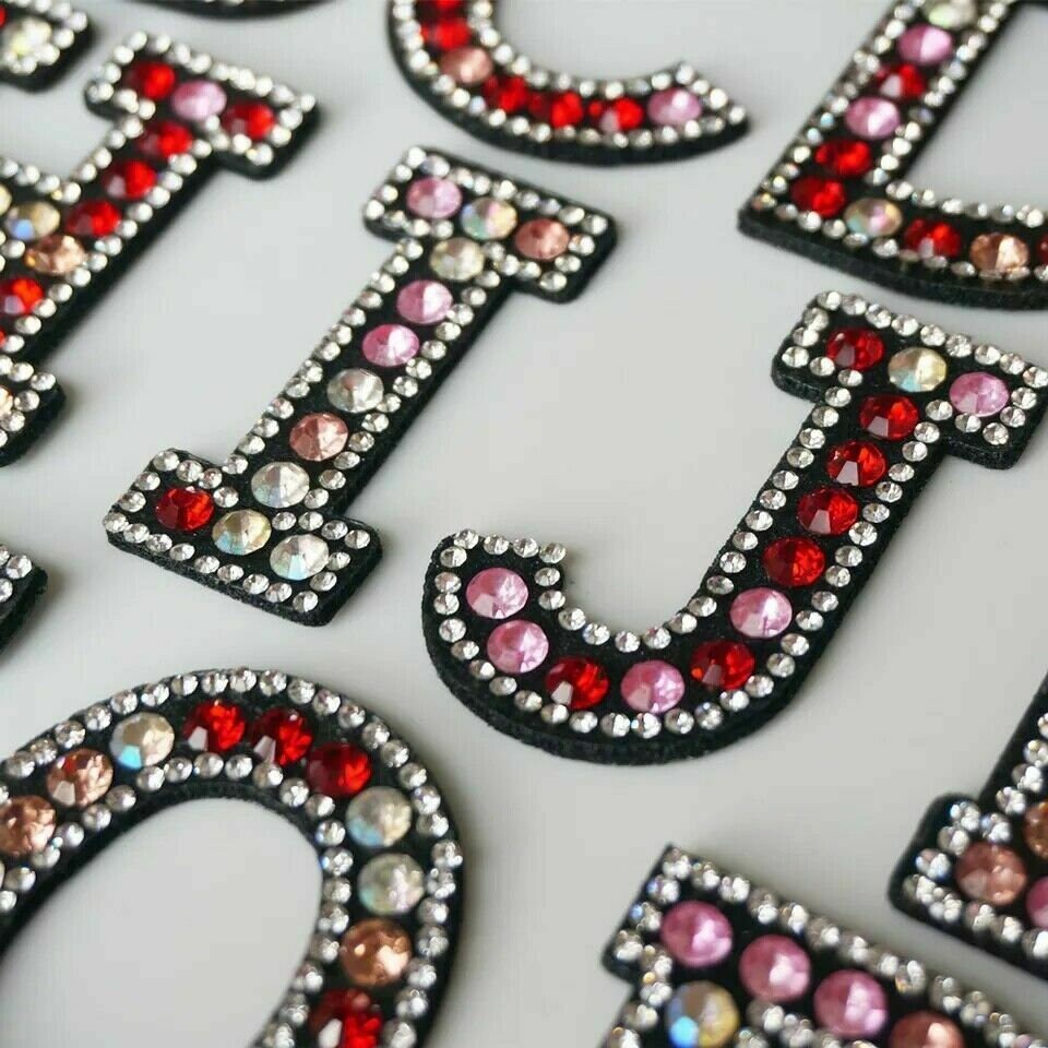 Rhinestone Sparkle Letter Patch Patches Iron /sew on Alphabet | Etsy