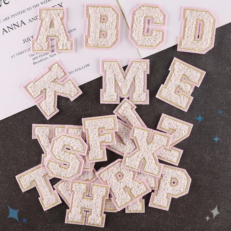 5.5cm Beige & Pink Chenille Patch Letter Patches Iron on /sew - Etsy