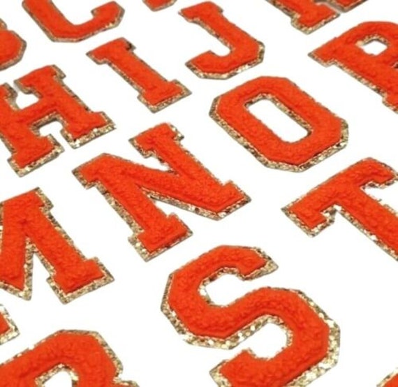 Gold Trim Orange Chenille 5cm Patch Letter Patches Iron on / - Etsy