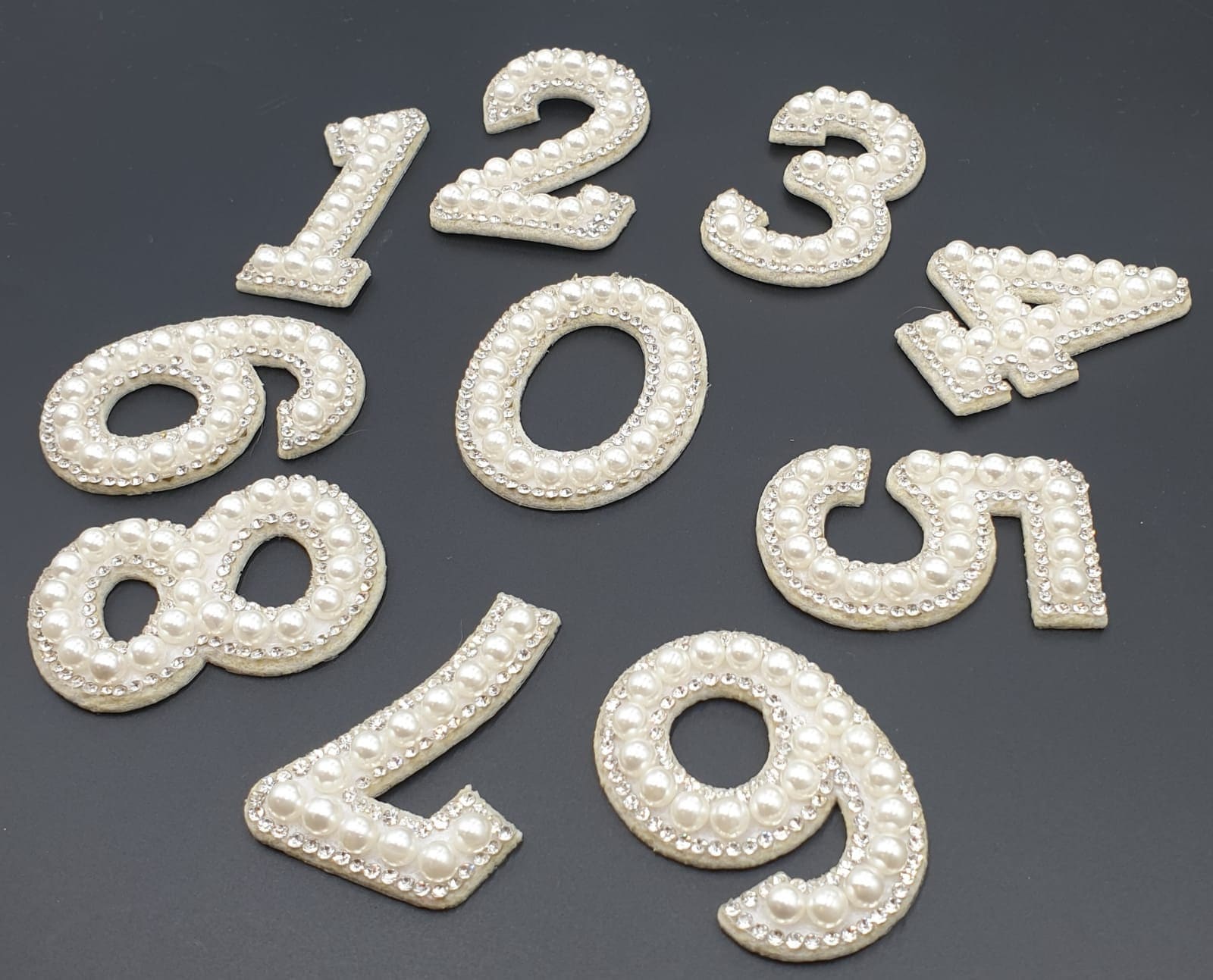 White Pearl Silver Rhinestone Sparkle 4.6cm Number Patches - Etsy