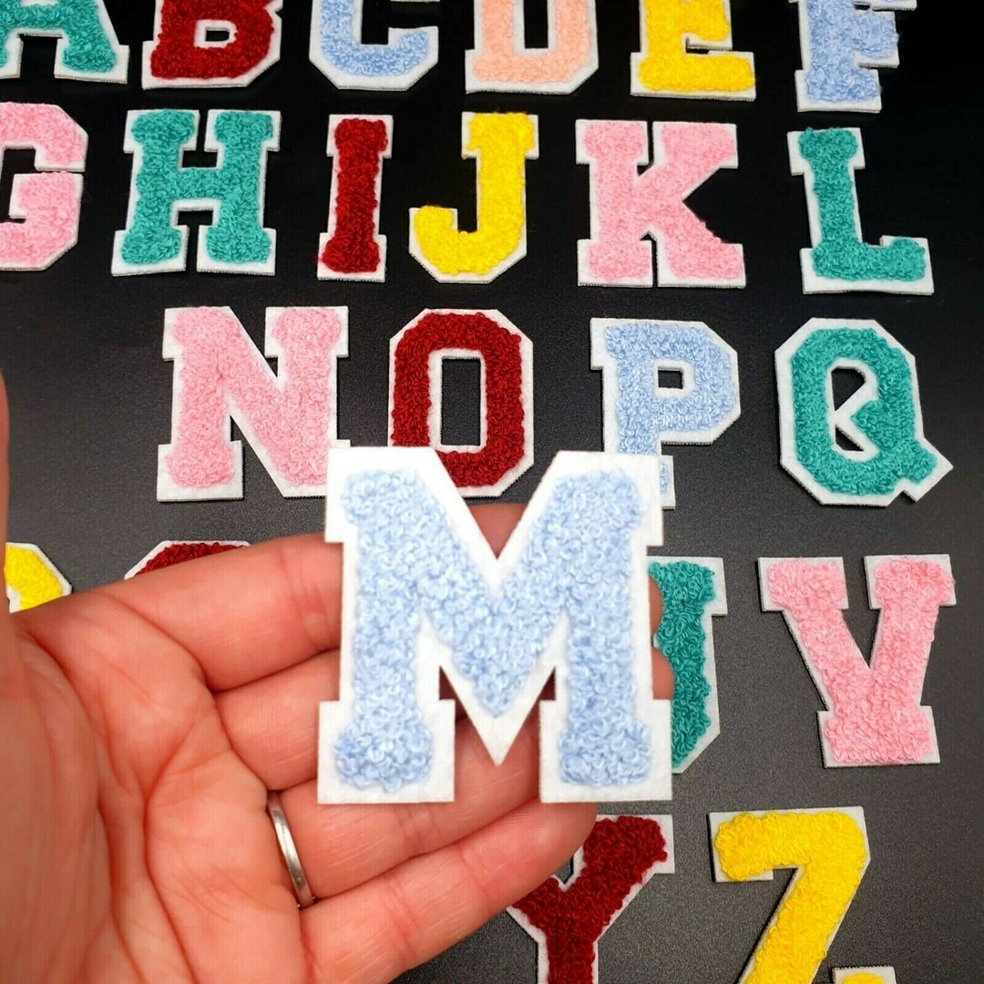 Maroon Red Chenille Letter Patch Patches Iron on Towel Alphabet ...