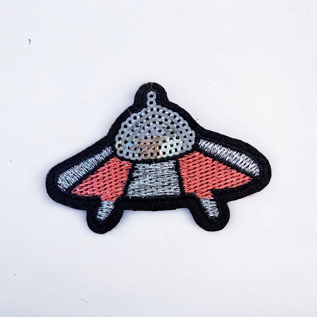 Sequin UFO Space Patches Aliens Embroidered Logo Patch Badge Iron on ...