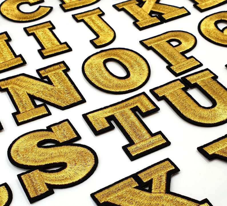 LARGE Gold / Black Letter Patch Patches Iron on / Sew on - Etsy