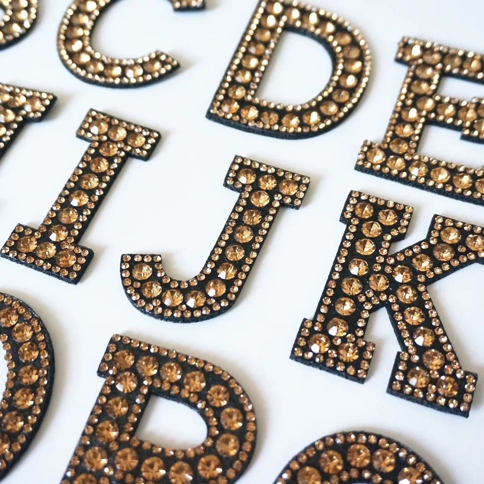 Bronze Rhinestone Sparkle Letter Patch Patches Iron /sew on - Etsy