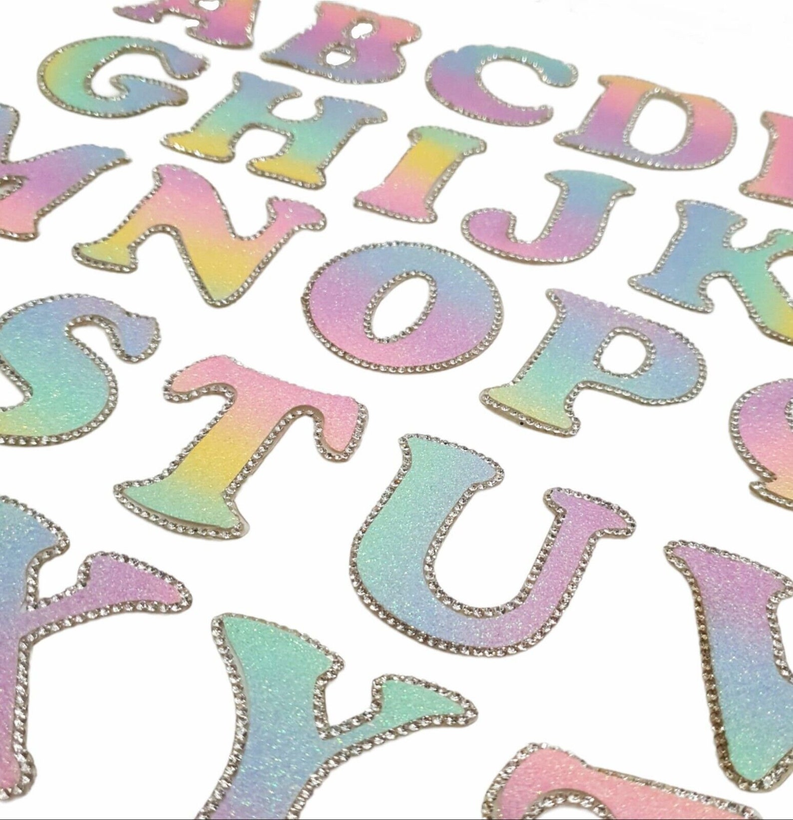 Glitter Pastel Multicoloured Letter Patches Iron on / Sew on - Etsy
