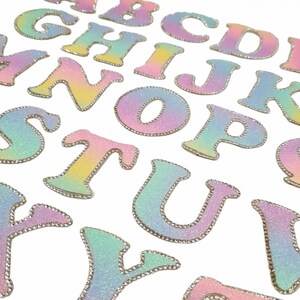Glitter Pastel Multicoloured Letter Patches Iron on / Sew on - Etsy