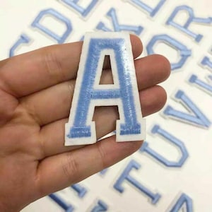 Baby Blue Letter Patch Patches Iron on Sew on Retro Alphabet Embroidery ...