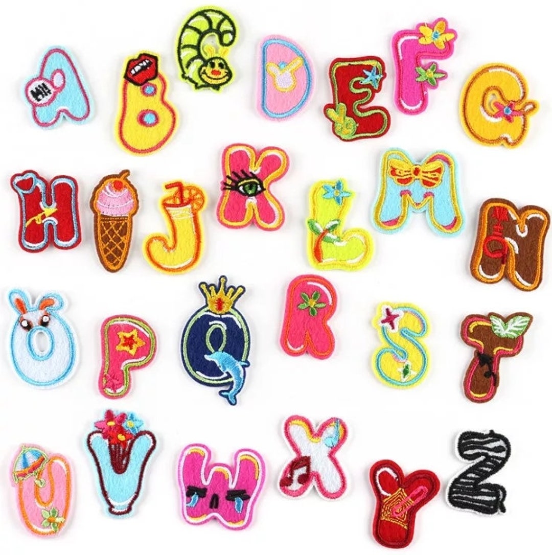 Kids Colour Letter Patch Patches Iron on / Sew on Alphabet Embroidery ...