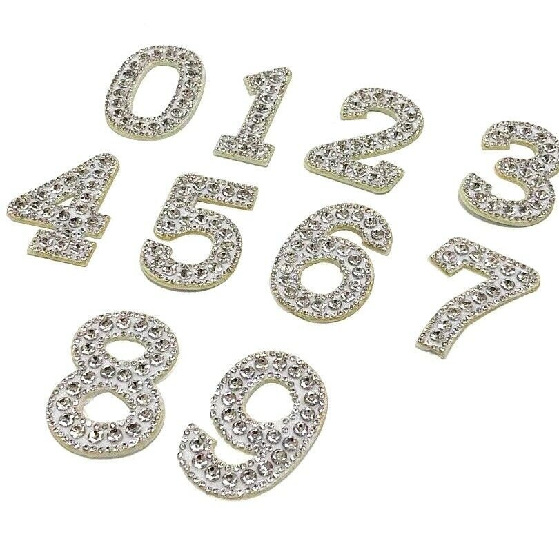 Rhinestone Sparkle Number Patch Patches Iron on Alphabet - Etsy