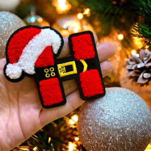 Christmas Santa Xmas Red Chenille Letter Patch Patches Iron on / Sew ...
