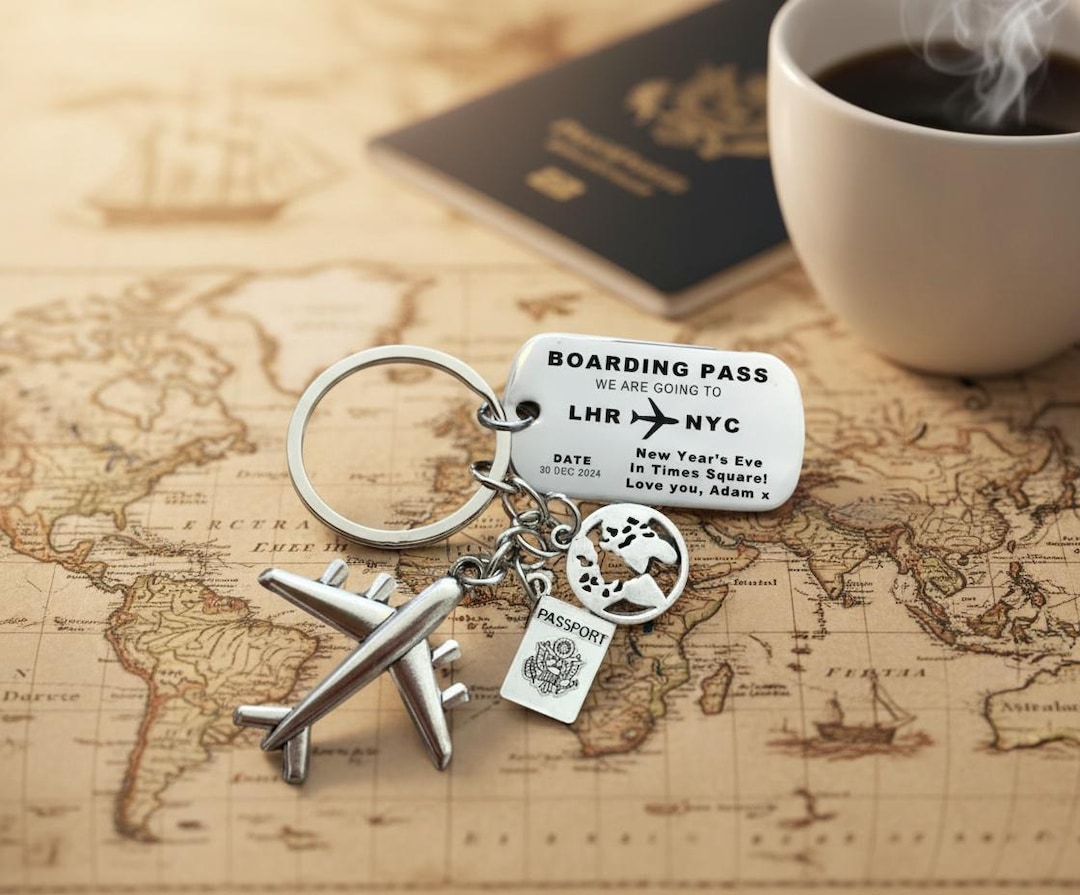 Personalised Plane Ticket Keyring – Custom Engraved Boarding Pass With ...