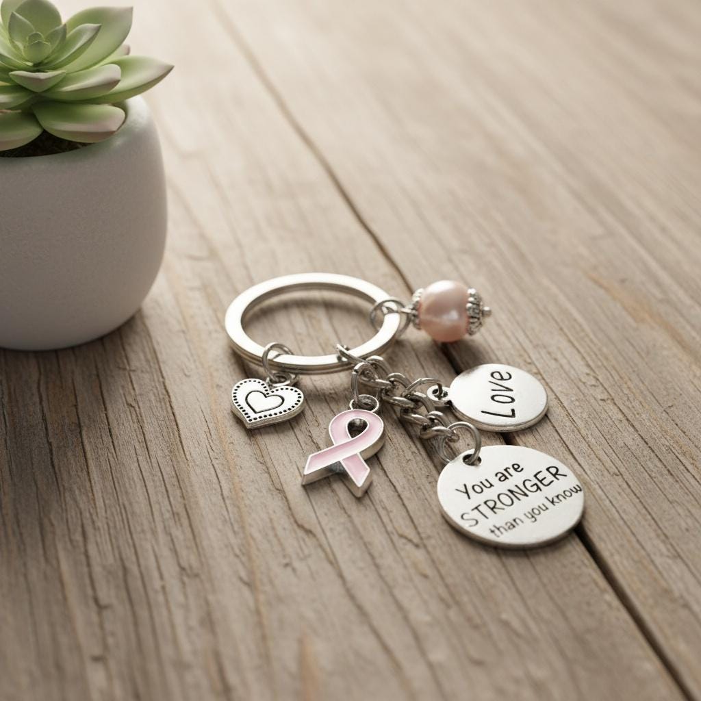 Personalised Breast Cancer Awareness Keyring: Engraved Inspirational ...