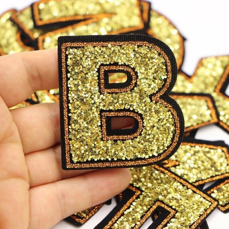 Gold Sequin Letter Patch Patches Iron on / Sew on Retro - Etsy UK
