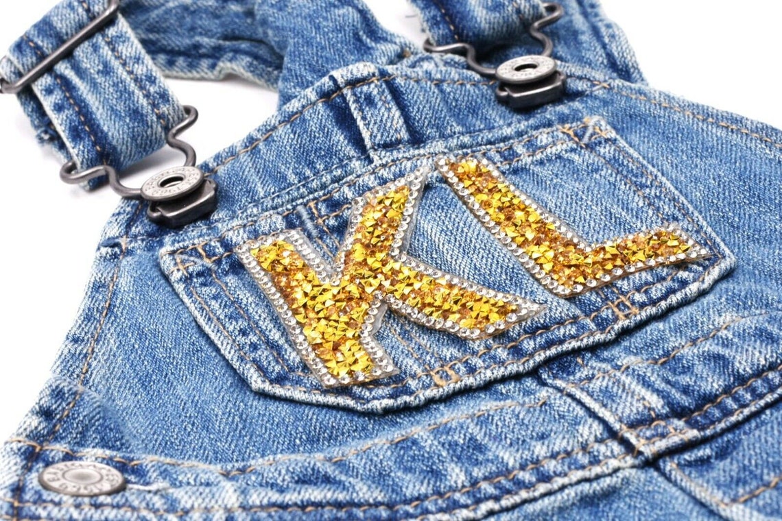 Large Gold Rhinestone Sparkle Letter Patch Patches Iron on - Etsy