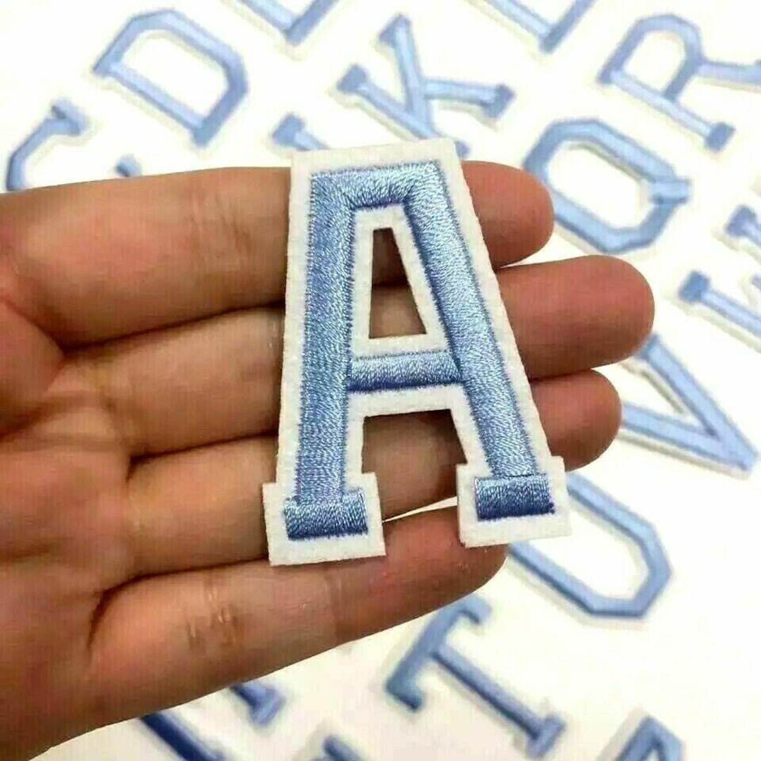 Baby Blue Letter Patch Patches Iron on Sew on Retro Alphabet Embroidery ...