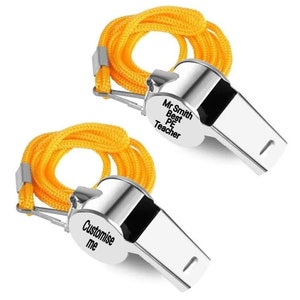 Personalised Whistles (pack 2/4) Engraved Silver Metal Referee Sports ...