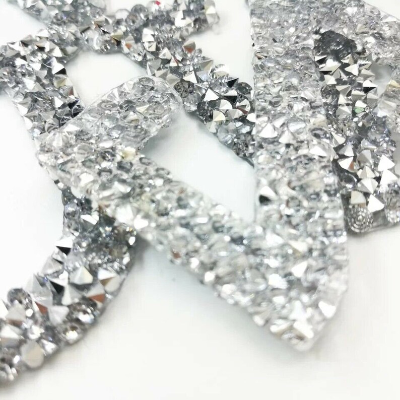 Silver Large Rhinestone Sparkle Letter Patch Patches Iron on - Etsy