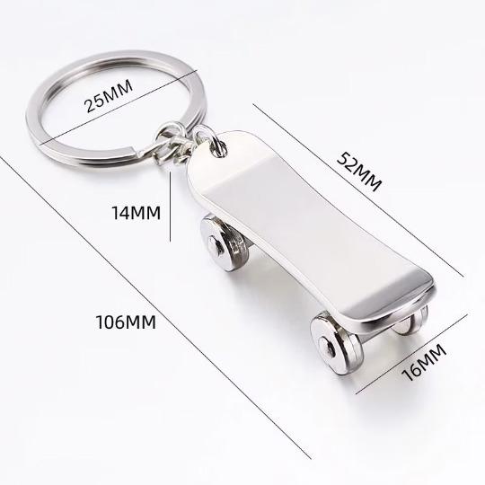 Custom Engraved Skateboard Keyring: Personalised Stainless Steel Charm ...