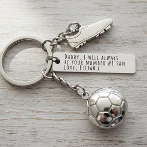 Personalised Football Keyring: Engraved Stainless Steel Soccer Coach ...
