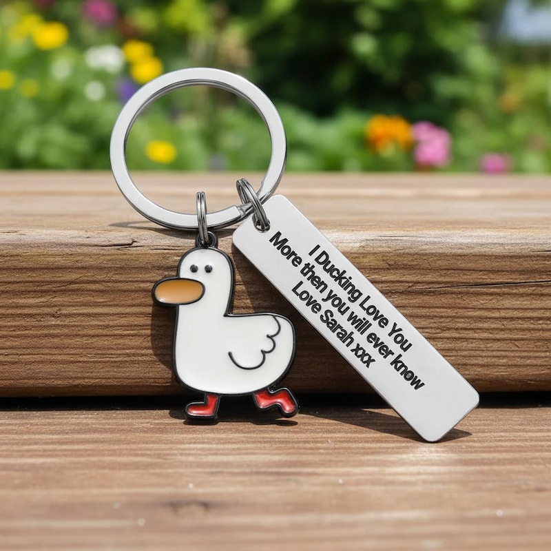 Engraved Duck Keychain - Etsy UK