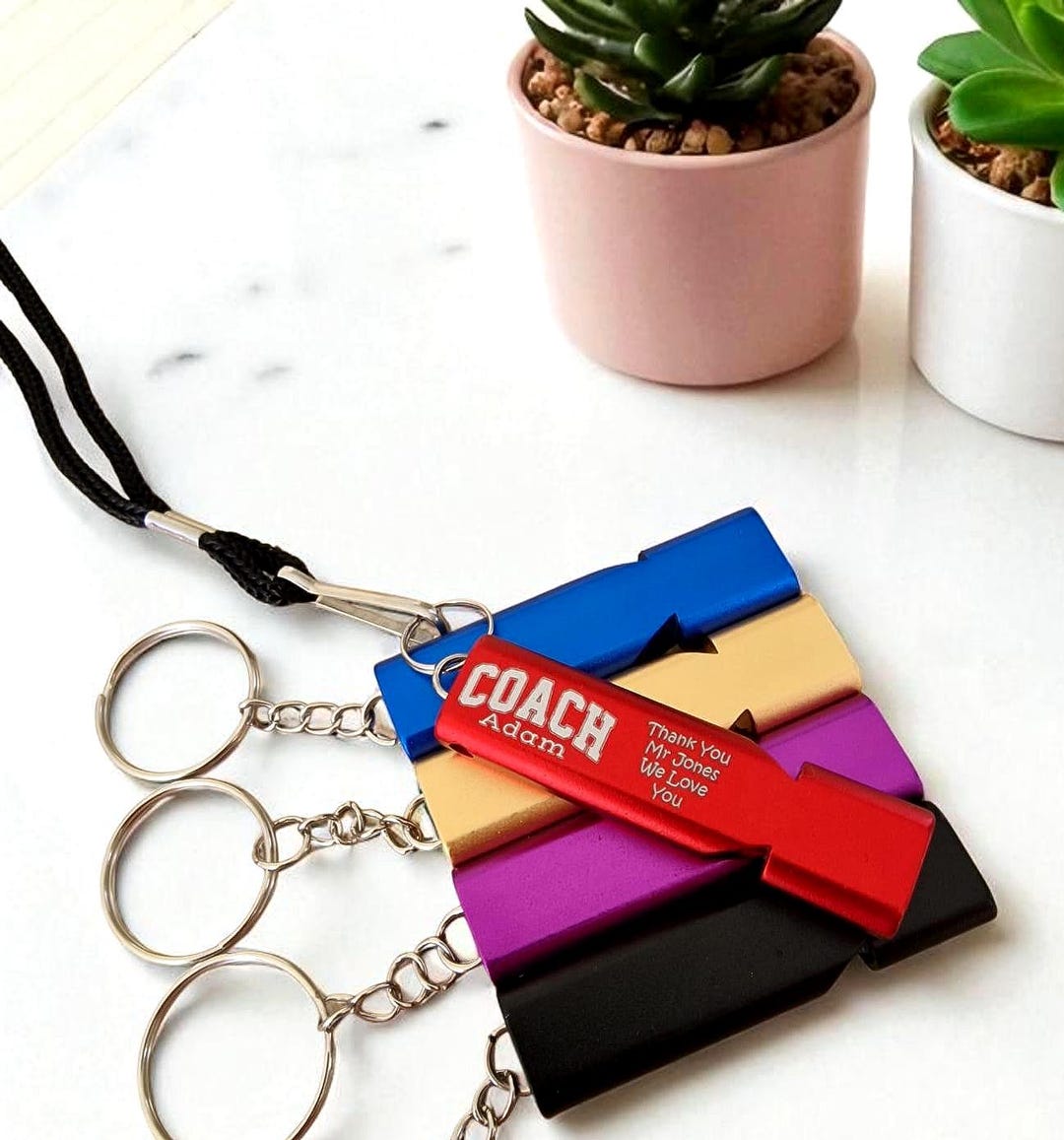 Personalised Engraved Coach Whistle: Sports Referee Gift With Rope or ...